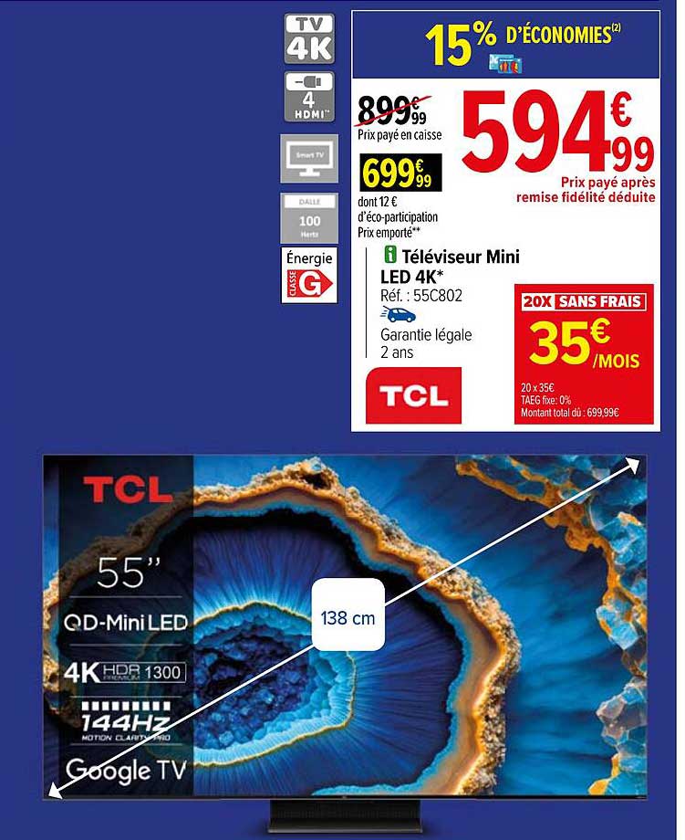 Promo Téléviseur Mini Led 4k Tcl chez Carrefour - iCatalogue.fr