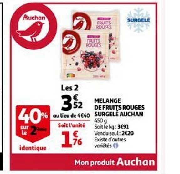 Promo Mélange De Fruits Rouges Surgelé Auchan chez Auchan - iCatalogue.fr