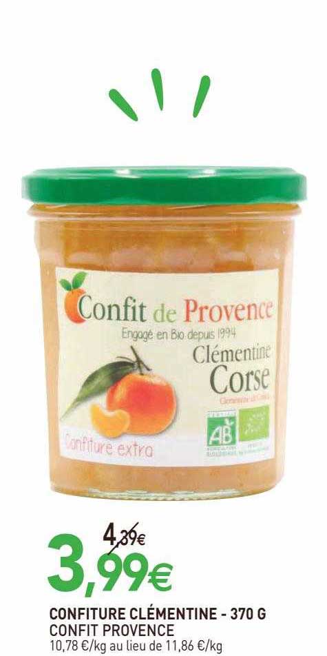 Promo Confiture Clémentine Confit Provence - 370 G chez NaturéO ...