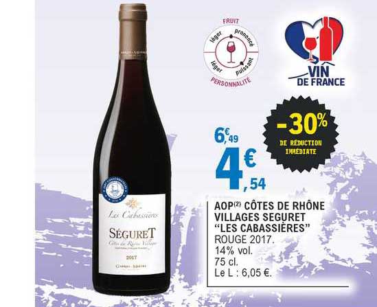 Promo Aop Côtes De Rhône Villages Seguret "les Cabassières" chez E ...