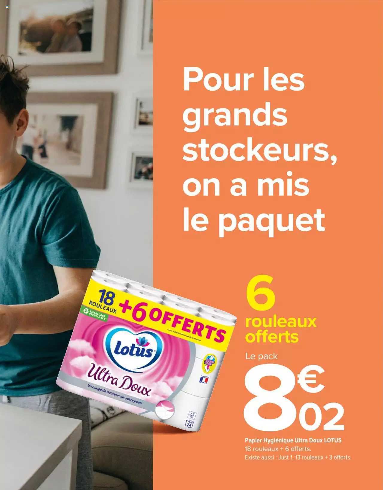 Promo Papier Hygiénique Ultra Doux Lotus chez Carrefour - iCatalogue.fr