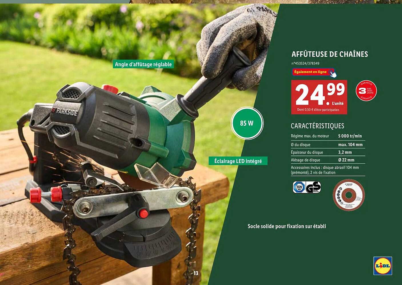 Promo Affûteuse De Chaînes Parkside chez Lidl - iCatalogue.fr