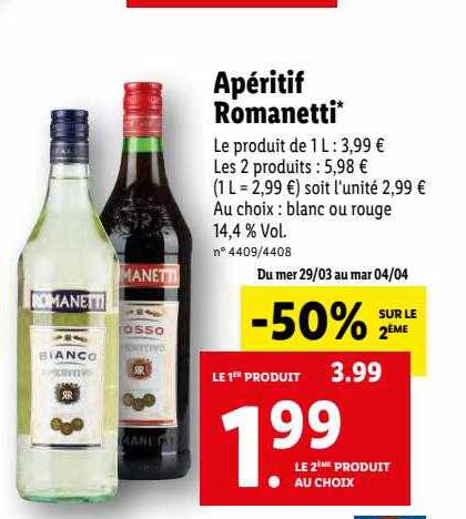 Promo Apéritif Romanetti chez Lidl - iCatalogue.fr