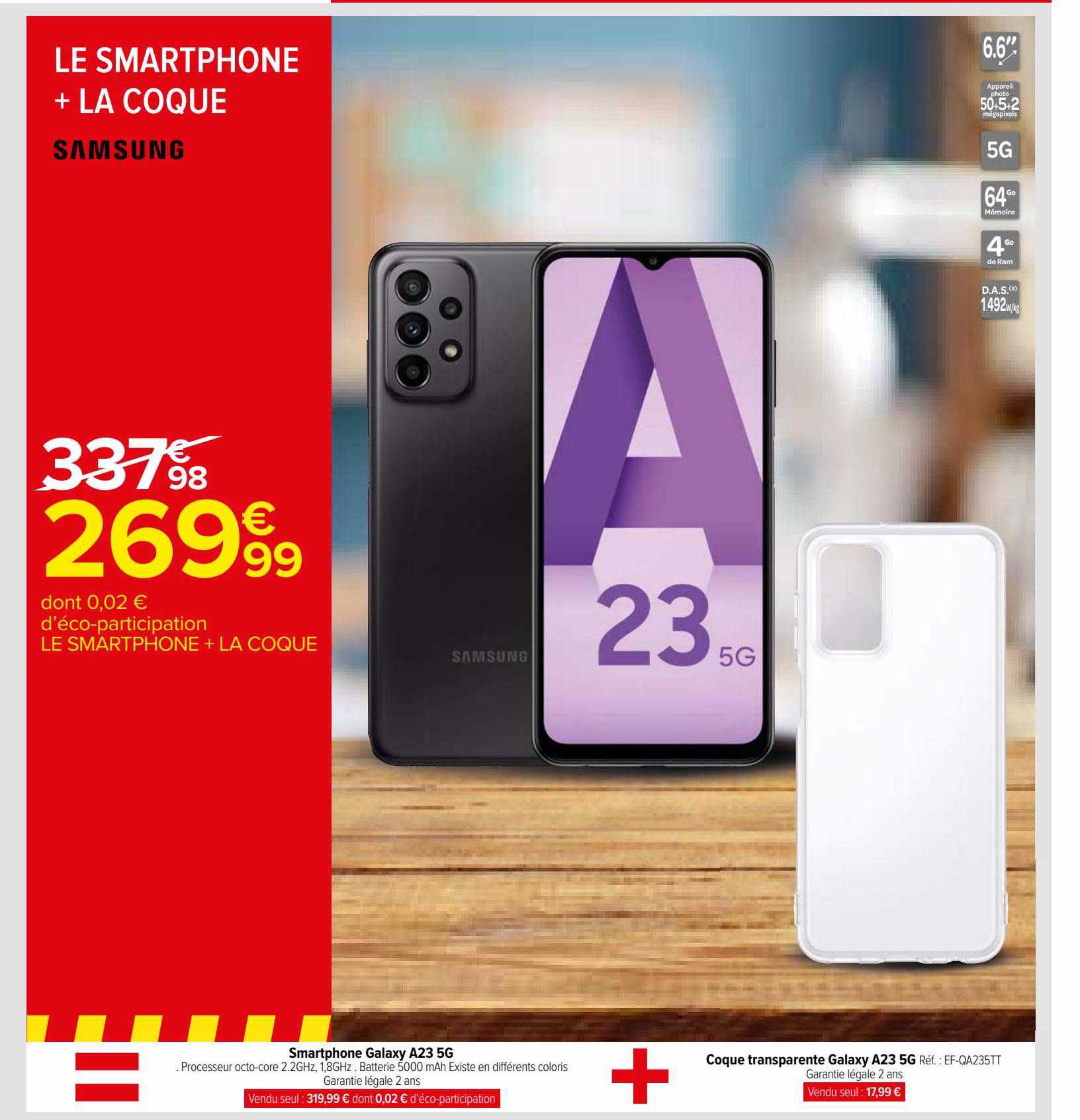 Promo Smartphone Galaxy A23 5g + Coque Transparente Galaxy A23 5g chez ...