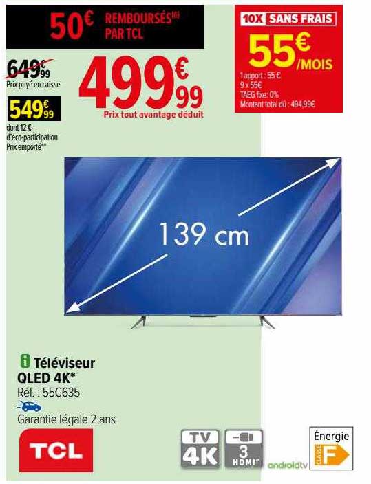 Promo Téléviseur Qled 4l Tcl chez Carrefour - iCatalogue.fr