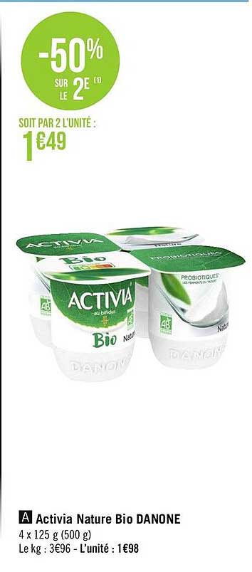 Promo Activia Nature Bio Danone chez Casino Supermarchés - iCatalogue.fr