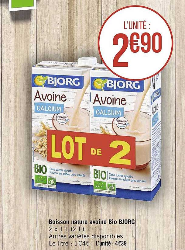 Promo Boisson Nature Avoine Bio Bjorg chez Casino Supermarchés ...