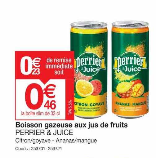 Promo Boisson Gazeuse Aux Jus De Fruits Perrier & Juice chez Promocash ...