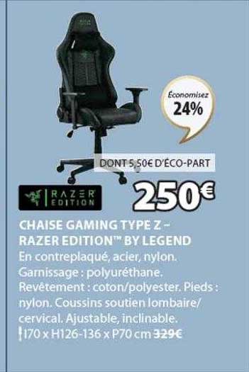 Promo Chaise Gaming Type Z - Razer édition By Legend chez JYSK ...