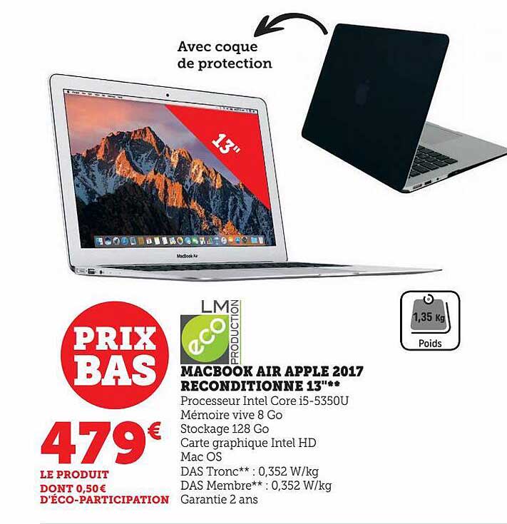 Promo Macbook Air Apple 2017 Reconditionné 13" chez Super U - iCatalogue.fr