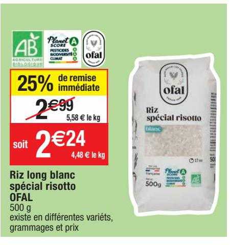 Promo Riz Long Blanc Spécial Risotto Ofal chez Migros France ...