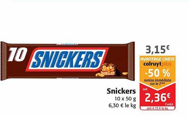 Promo Snickers chez Colruyt - iCatalogue.fr