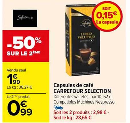 Promo Capsules De Café Carrefour Sélection chez Carrefour - iCatalogue.fr