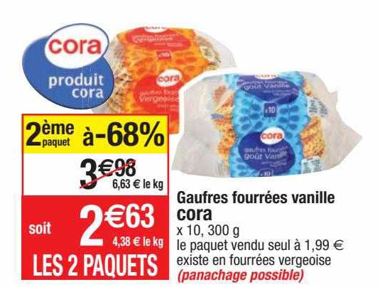 Promo Gaufres Fourrées Vanille Cora chez Cora - iCatalogue.fr