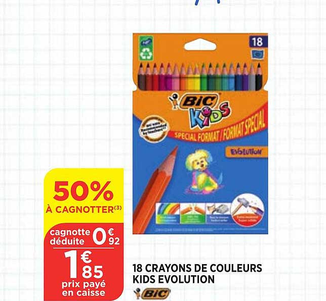 Promo 18 Crayons De Couleurs Kids évolution Bic chez Atac - iCatalogue.fr