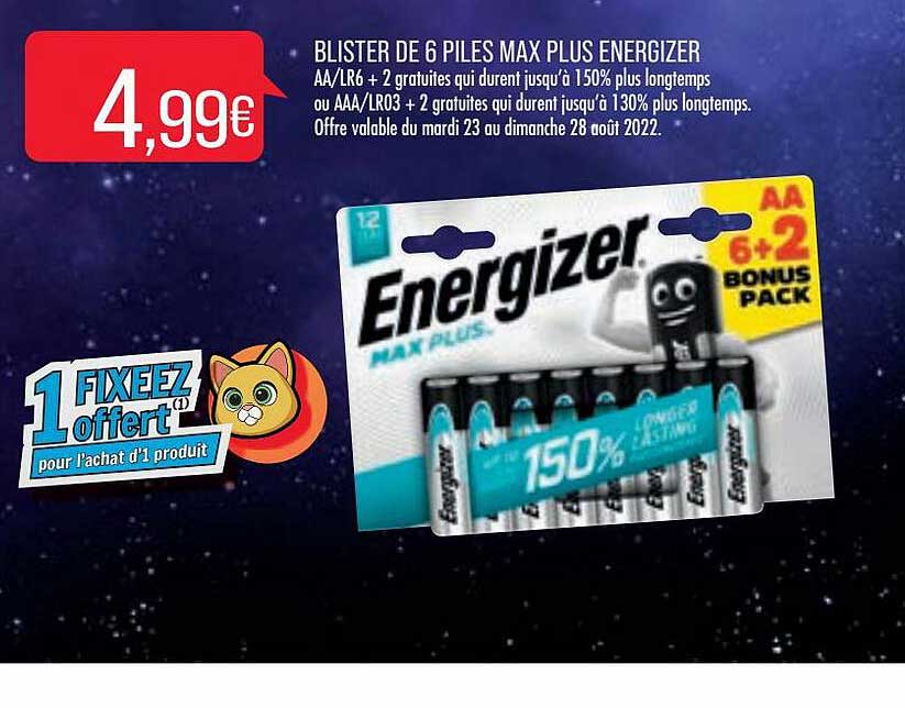 Promo Blister De 6 Piles Max Plus Energizer chez Match - iCatalogue.fr