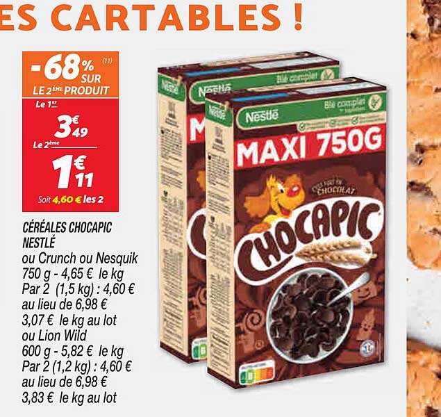 Promo Céréales Chocapic Nestlé Ou Crunch Ou Nesquik Ou Lion Wild chez ...