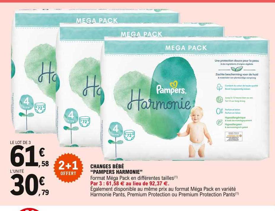 Promo Changes Bebé "pampers Harmonie" 2+1 Offert chez E.Leclerc ...
