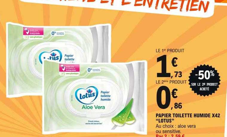 Promo Papier Toilette Humide X42 "lotus" -50% Sur Le 2e Produit Acheté ...