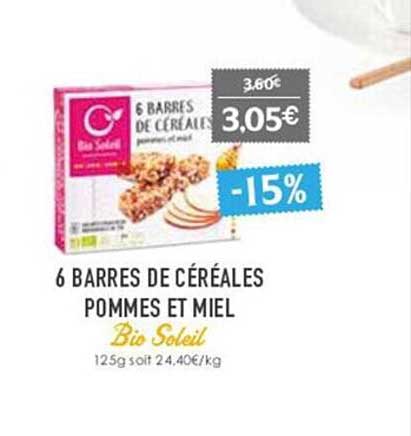 Promo 6 Barres De Céréales Pommes Et Miel chez Naturalia - iCatalogue.fr
