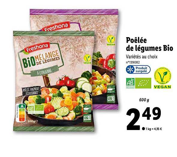 Promo Poêlée De Légumes Bio Freshona chez Lidl - iCatalogue.fr