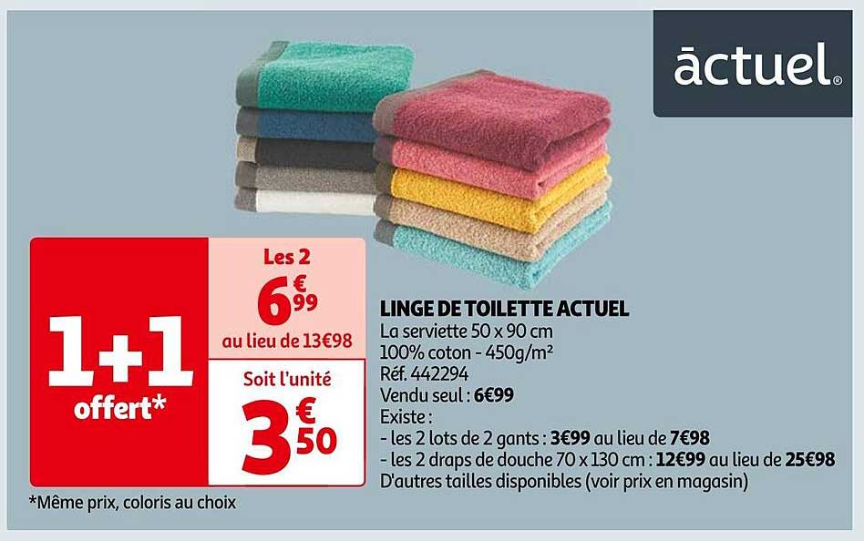 Promo Linge De Toilette Actuel chez Auchan - iCatalogue.fr