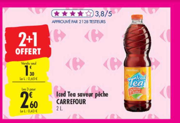 Promo Iced Tea Saveur Pêche Carrefour 2+1 Offert chez Carrefour ...