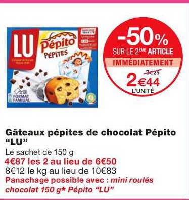 Promo Gâteaux Pépites De Chocolat Pépito "lu" chez Monoprix - iCatalogue.fr