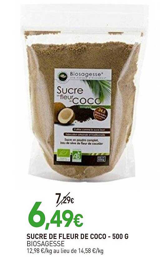 Promo Sucre De Fleur De Coco - Biosagesse chez NaturéO - iCatalogue.fr