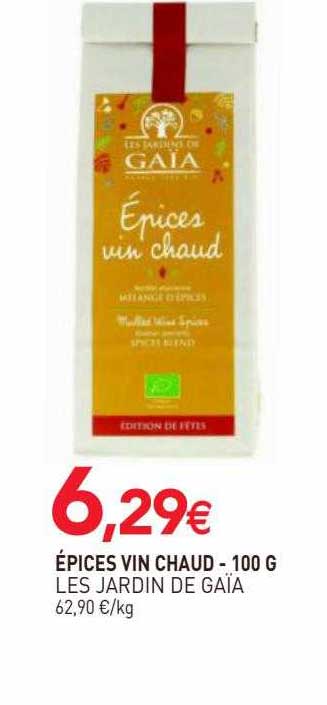 Promo épices Vin Chaud Les Jardin De Gaïa - 100 G chez NaturéO ...