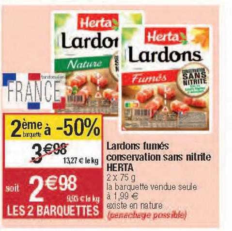 Promo Lardons Fumés Conservation Sans Nitrite Herta chez Migros France ...