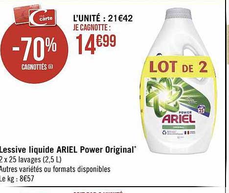 Promo Lessive Liquide Ariel Power Original chez Géant Casino ...