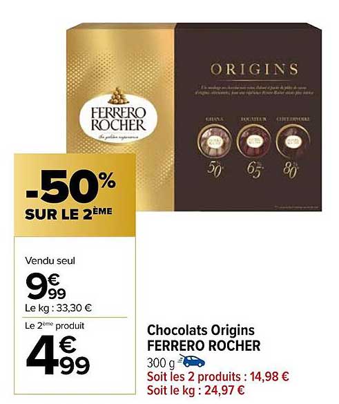 Promo Chocolats Origins Ferrero Rocher chez Carrefour - iCatalogue.fr