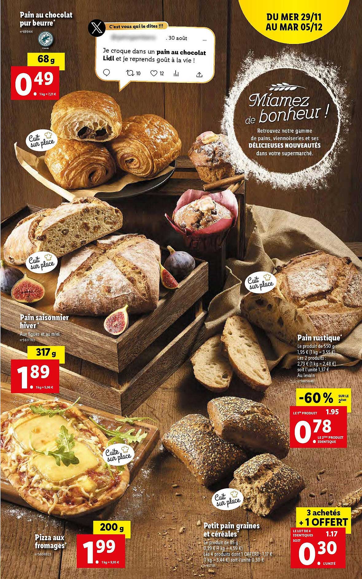 Promo Pain Au Chocolat Pur Beurre, Pain Saisonnier Hiver, Pain Rustique ...