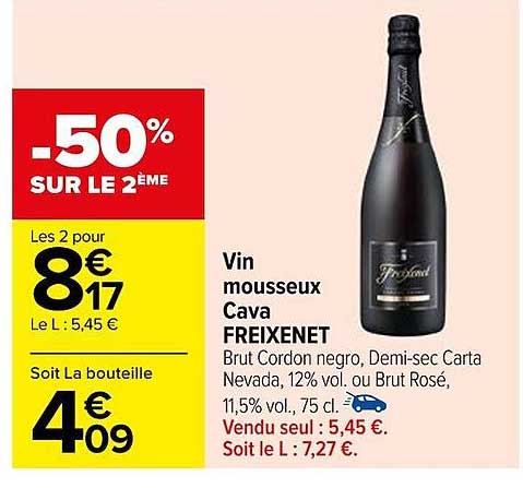 Promo Vin Mousseux Cava Freixenet chez Carrefour - iCatalogue.fr