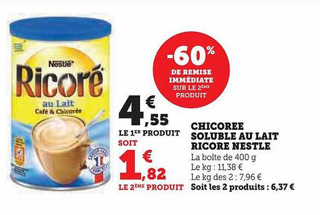 Promo Chicorée Soluble Au Lait Ricoré Nestlé chez Hyper U - iCatalogue.fr