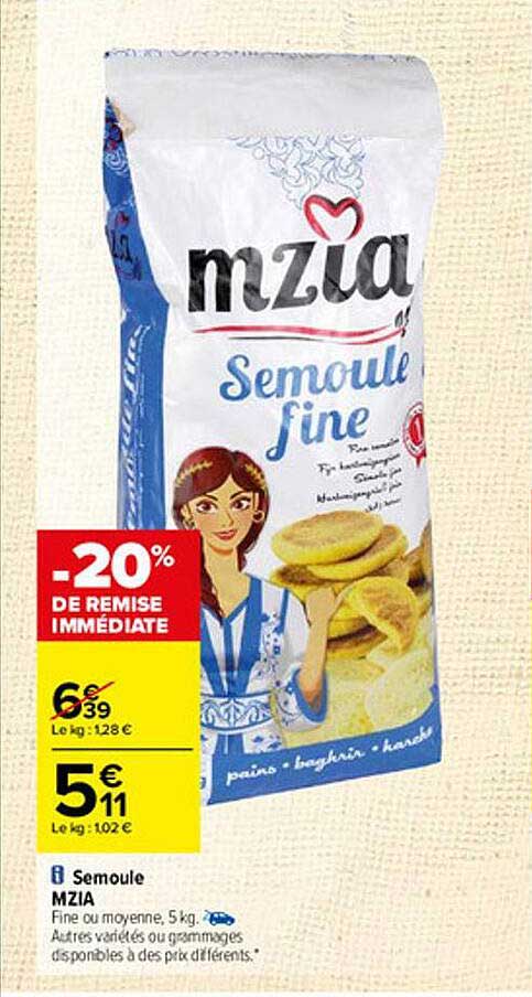 Promo Semoule Mzia chez Carrefour - iCatalogue.fr