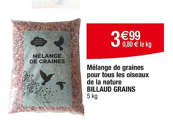 Promo Mélange De Graines Pour Tous Les Oiseaux De La Nature Billaud ...