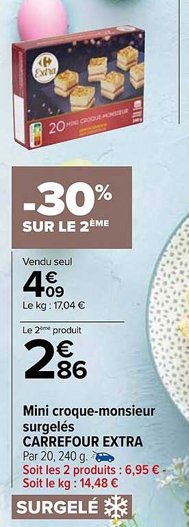Promo Mini Croque-monsieur Surgelés Carrefour Extra chez Carrefour ...