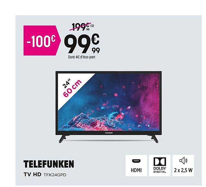 Promo Tv Hd 24" 60 Cm Telefunken chez Pulsat - iCatalogue.fr