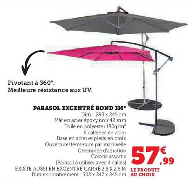 Promo Parasol Excentré Rond 3 M chez Super U - iCatalogue.fr