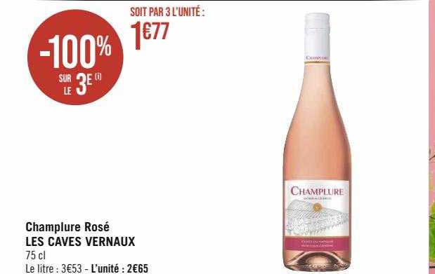 Promo Champlure Rosé Les Caves Vernaux chez Géant Casino - iCatalogue.fr