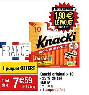 Promo Knacki Original X 10 -25% De Sel Herta chez Cora - iCatalogue.fr