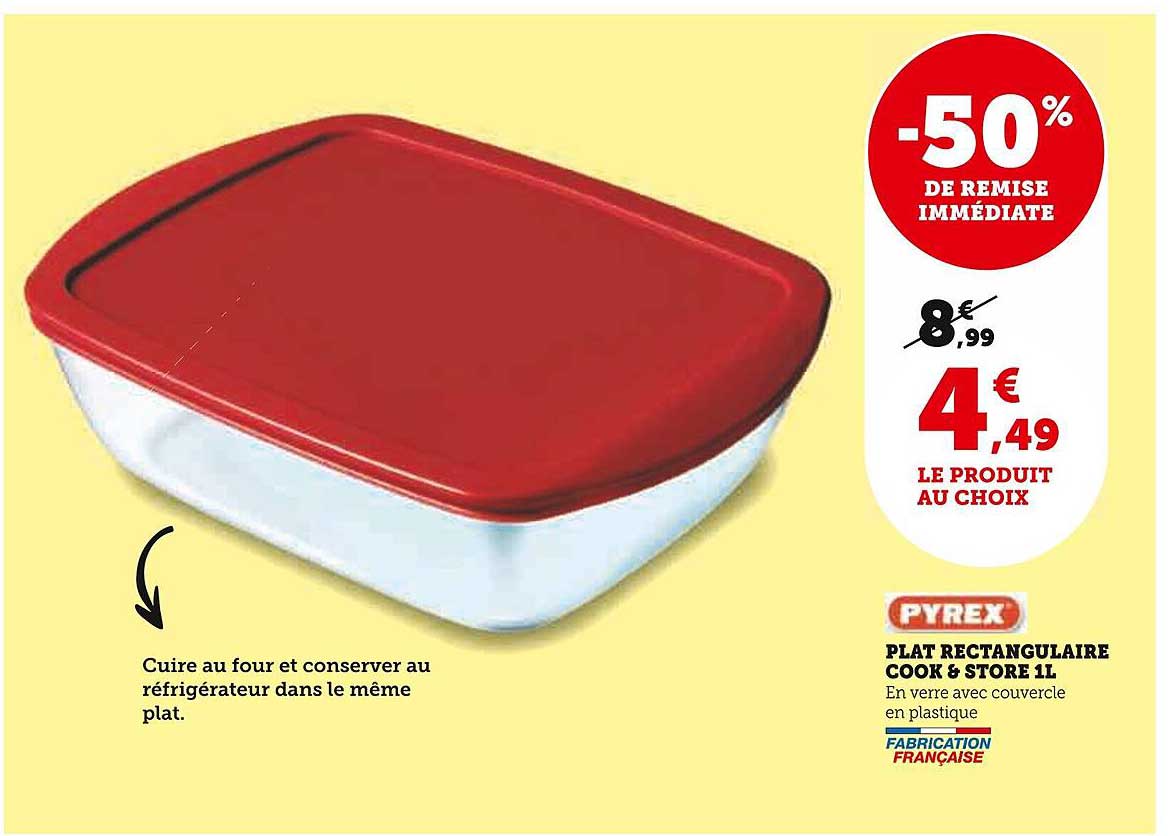 Promo Plat Rectangulaire Cook & Store 1l Pyrex chez Super U - iCatalogue.fr