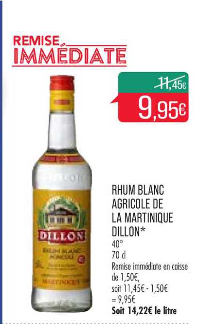 Promo Rhum Blanc Agricole De La Martinique Dillon chez Match ...
