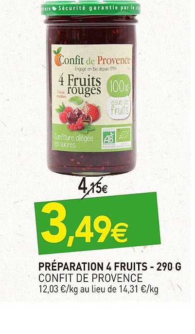 Promo Préparation 4 Fruits - 290 G Confit De Provence chez NaturéO ...