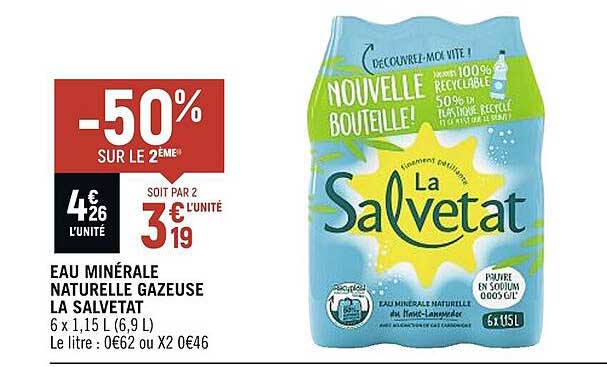 Promo Eau Minérale Naturelle Gazeuse La Salvetat chez Spar - iCatalogue.fr