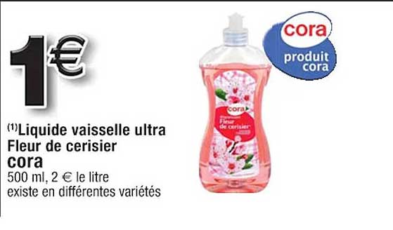 Promo Liquide Vaisselle Ultra Fleur De Cerisier Cora chez Cora ...