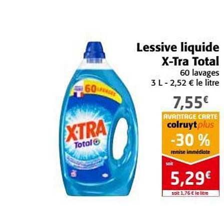 Promo Lessive Liquide Xtra Total -30% Remise Immédiate chez Colruyt ...