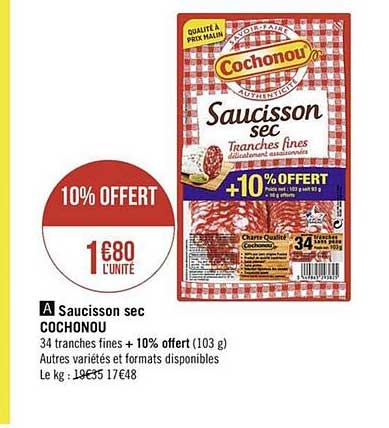Promo Saucisson Sec Cochonou chez Casino Supermarchés - iCatalogue.fr
